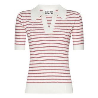 Silvian Heach Femme, Pulls, Beige, Taille: 38 FR Haut ray&eacute; &agrave; col en V