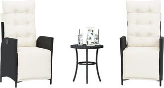 vidaXL Vidaxl Set Da Bistr&ograve; 3 Pz Con Cuscini Nero In Polyrattan