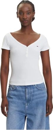 Tommy Jeans Femme, Tops, Blanc, Taille: 38 FR Top &agrave; boutons en coton