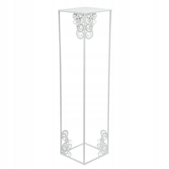 HowHomely Blumenst&auml;nder Metall 80 x 24 cm - Solider Blumenhocker mit Ornamenten - Wei&szlig; Pflanzenst&auml;nder f&uuml;r die Hausdekoration wie Salon oder Schlafzimmer