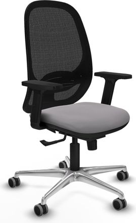 Piqueras y Crespo B&uuml;rostuhl mit 2D-Armlehnen, ausgestattet mit 3 Positionen und Schneideschaum, 65 mm Rollen, Parkett, Schwarz/Grau