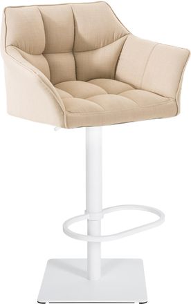 Clp Barhocker Damaso Stoffbezug I Gepolsterter Barstuhl höhenverstellbar und drehbar I Tresenstuhl mit Rückenlehne, Farbe:Creme, Gestell Farbe:weiß