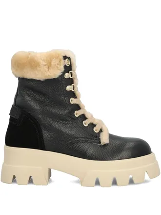 Bogner bottines lacées à bord en peau lainée - Noir