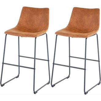 Hhg Jamais utilis&eacute;] 2x tabouret de bar HHG 180, chaise bar/comptoir, tissu, style vintage, imitation de daim