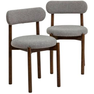 Made In Meubles Made In Meubles - Chaise en bois de h&ecirc;tre fonc&eacute; et tissu Aline (lot de 2)