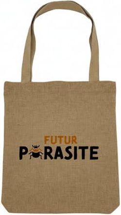 Fabulous Sac Shopping Tote Bag Aspect Lin - Futur Parasite Humour - Sac de Courses Toile Epaisse 360g Beige Naturel Cabas Port&eacute; Epaule Solide Imprim&eacute; en France