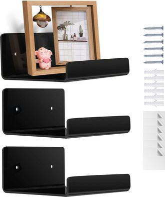 Generico Floating Regal aus Acryl, 10 x 10 x 4 cm (3,94 x 3,94 x 1,97 Zoll) | Wandmontierter klarer Acryl-Fotohintergrund, Bild-LED f&uuml;r Wohnzimmer, Schlafzimme