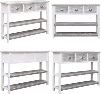 vidaXL Sideboard Antik-Grau 108x30x76 cm Massivholz Paulownia - Holzm&ouml;bel - Sideboard - Wohnzimmertisch - Kommode - Vintage Stil - Home & Living