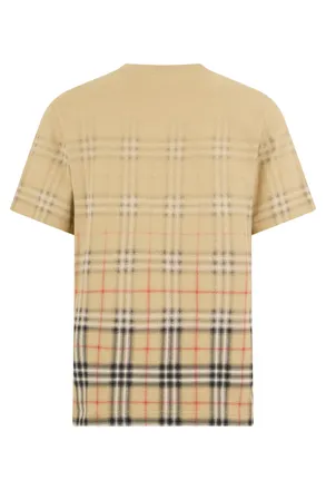 Burberry Mens T-Shirt Checked Beige Cotton T-Shirts And Polos