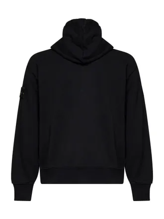 Stone Island Mens Zip-Up Hoodie Organic Cotton Black Sweatshirts Sweater