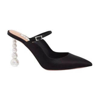 Aquazzura Yes Baby 95 Satin Mule - - Shoes - Damen - Schwarzk - 36 EU