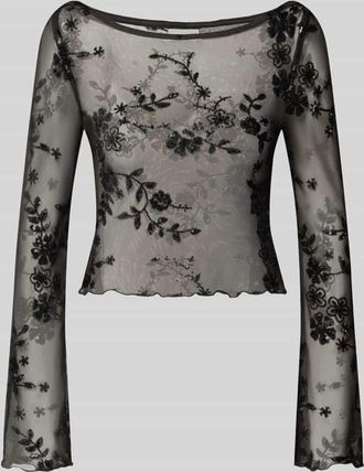 Pieces Langarmshirt mit transparentem Mesh-Effekt