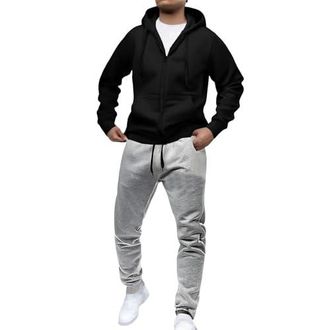 Generic Surv&ecirc;tement De Sport Pour Homme, Sweat &Agrave; Capuche Zipp&eacute; Manches Longues Et Pantalon Ensemble De 2 Pi&egrave;ces, Ample Et Confortable, V&ecirc;tements Chaud Fitness