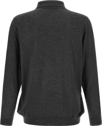 Kiton 14 Micron Wool Half-Zip Polo - Charcoal