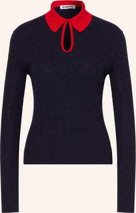 Jil Sander Strick-Poloshirt blau