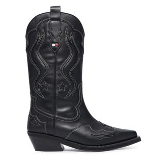 Tommy Jeans Cowboystiefel Tommy Jeans Archive Cowboy Boot Leather EN0EN03046 Schwarz