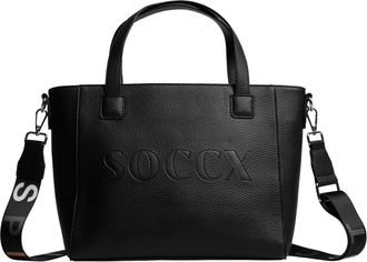 soccx Henkeltasche mit Logo und Intarsia-Webriemen