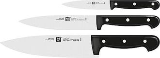 Zwilling Twin Chef Messer-Set, 3-teilig (Spick-/Garniermesser 10 cm, Kochmesser 20 cm, Fleischmesser 16 cm), Rostfreier Spezialstahl/Kunststoff-Griff im Nieten