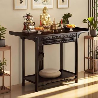 Generic Meditationsaltar, Bambusaltar mit Schublade - Chinesischer Vintage-Schrein f&uuml;r Zuhause/Yogastudio/Teestube, Buddha-Statue-Ausstellung & religi&ouml;se Ritu