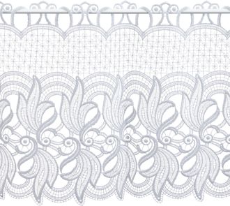 Plauener Spitze by Modespitze, Store Bistro Gardine Scheibengardine mit Stangendurchzug, hochwertige Stickerei, Höhe 36 cm, Breite 176 cm, Weiß, 68376_36_176_w