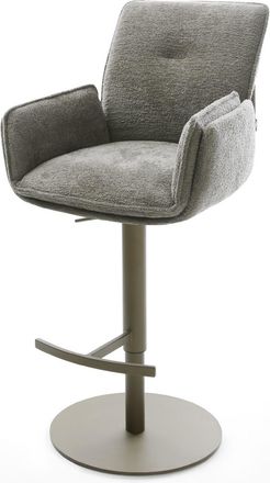 DELIFE Barstuhl Nela-Flex Boucl&eacute; Soft Schlamm Drehfu&szlig; h&ouml;henverstellbar Metall Titanfarben, Barst&uuml;hle