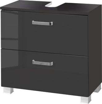 Casa home24 Waschbeckenunterschrank I 60cm Grau/Hochglanz Grau/Graphit