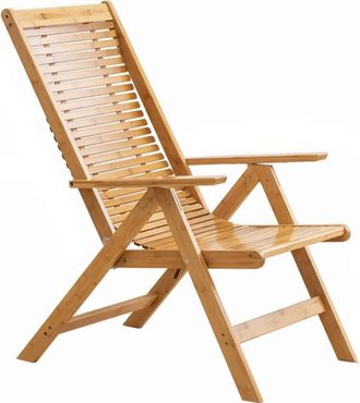 Generic Mid-Century Moderner Akzentstuhl - Verstellbarer 6-Position-Sessel mit Armen & Kissen Bequemer Holz Lounge Stuhl für Wohnzimmer Stilvolle Ohrstuhl