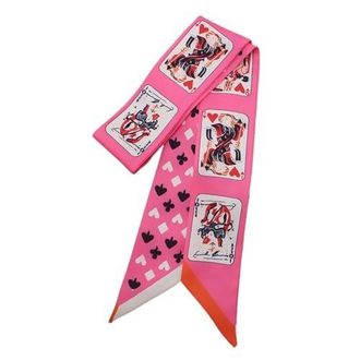 Generic Écharpe imprimée européenne pour femme - Accessoire polyvalent pour cheveux et poignée de sac, rose, 88x5cm