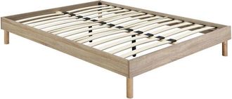 Vente-Unique Vente-Unique - Sommier &agrave; lattes 140 x 190 cm - Naturel clair - 26 lattes actives - Charge maximale 350 kg - Pieds bois d&eacute;co