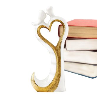 Generico Dekorative Paarfigur | romantisches Andenken aus Keramik mit Herz-Design | Hochzeitsfiguren - f&uuml;r Geburtstag, Hochzeit, Verlobung, Valentinstag, Weihn