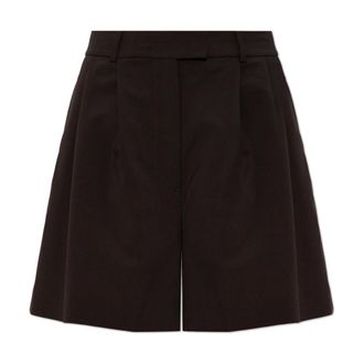 Lacoste Femme, Shorts, Brun, Taille: 42 FR Short Bermuda Pliss&eacute; Oversize en M&eacute;lange de Laine