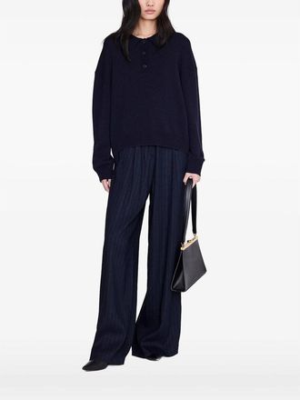 Anine Bing 100% Cashmere Polo Sweater - Blue