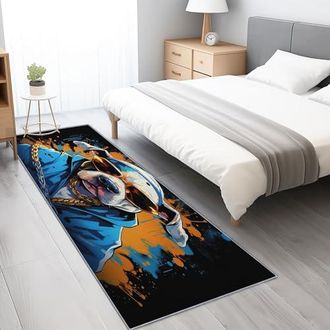 Generic Tapis de Passage Lunettes de Soleil Tendance Animalier Bouledogue 50 x 150 cm Antid&eacute;rapant et Lavable Interieur Rug, Noir Tapis de Couloir pour Entree