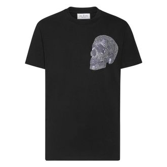 Philipp Plein Homme, Tops, Noir, Taille: 3XL T-Shirt Col Rond Paisley