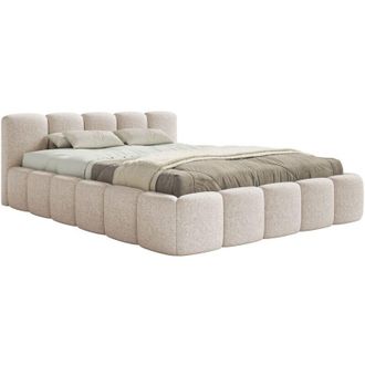Selsey Selsey Cloudy Low - Polsterbett 180x200 mit Bettkasten und Lattenrost, hydrophobe Chenille, Hellbeige