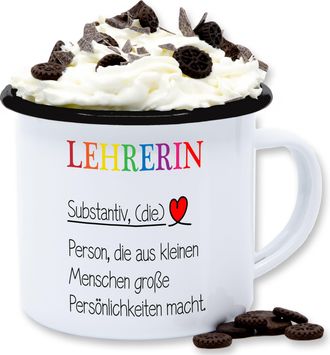 Shirtracer Emaille Tasse Blechtasse - Tassen - Dankeschön Geschenk Lehrerin Definition | Abschiedsgeschenk Lehrerinnen Abschied Geschenke Lehrerinnen - 300 ml - 