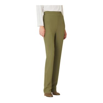 Manila Grace Gerade Cr&ecirc;pe Viskose Hose - - Trousers - Damen - Gr&uuml;n - L