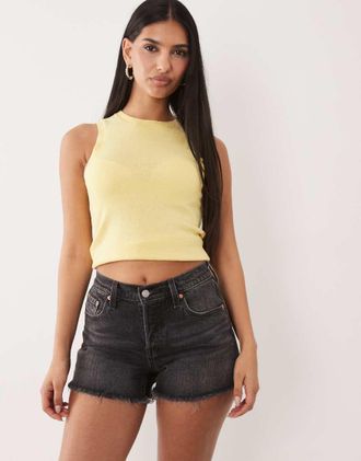 Levi's 501 Hourglass - Jeansshorts in verwaschenem Schwarz