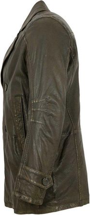 Jilani Lederjacke Matthes-3 Jilani Collection - Herren Ledermantel Lammnappa olive