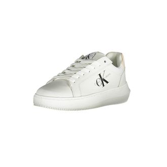 Calvin Klein Logo-embroidered Leather Sneaker - White
