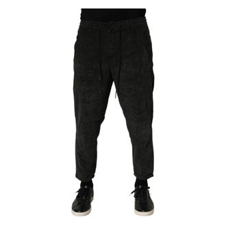 Dondup Homme, Pantalons, Noir, Taille: W38 Pantalon Cropped en Velours C&ocirc;tel&eacute; Taille Moyenne
