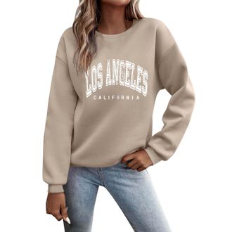 Generic Pullover Damen Sweatshirt Langarm, Rundhals Pulli Frauen Herbst Winter - Sweater Longsleeve Oversized Oberteil Casual Lang Elegante Sport Sweatshirts 