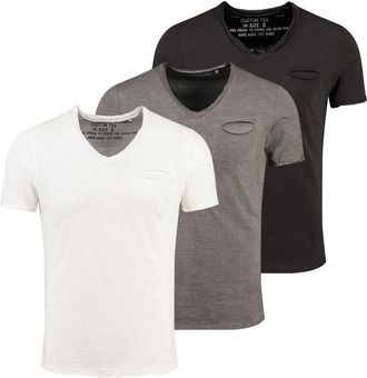 Key Largo T-Shirt Soda vintage Look uni Basic T00619 V-Ausschnitt unifarben kurzarm slim fit