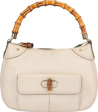 Gucci Crossbody Bags - Gucci White Leather GG Monogram Bamboo Handbag - Gr. unisize - in Bunt - f&uuml;r Damen