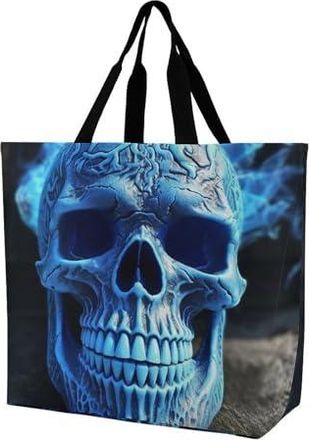 Generic Cr&acirc;ne Bleu Imprim&eacute; En 3D Sac Cabas Pliable Tote Bag Grand Sac Fourre-Tout Pour Voyage Travail Shopping