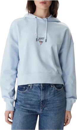 Guess Femme, Sweatshirts et sweats &agrave; capuche, Bleu, Taille: 36 FR Sweat &agrave; capuche