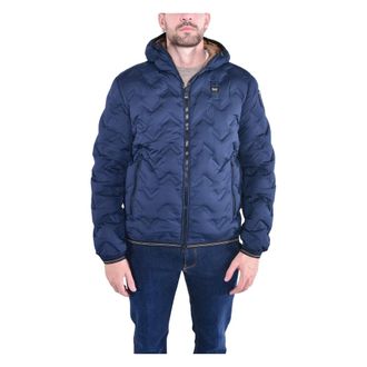 Blauer Hooded Puffer Jacket - - Jackets - Herren - Blau - M