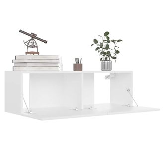 Generic TV Schrank mit 2 Klappt&uuml;ren, TV M&ouml;bel, H&auml;ngeboard, Lowboard, Fernsehschrank, Fernsehtisch, Sideboard, Holzwerkstoff(Wei&szlig; 80x30x30cm) (100x30x30cm)