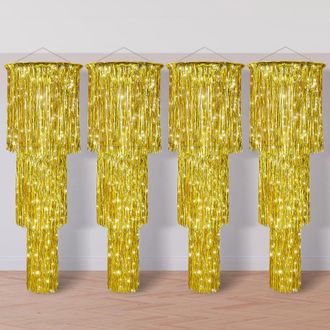 Tatuo Kronleuchter mit 3 Etagen, metallischer Lametta, schimmernde Fransen-Kronleuchter, Dekoration, h&auml;ngende Dekoration, Fotokabinen-Hintergrund f&uuml;r Geburt