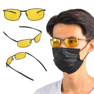 Generic Polarisierte -Fahrbrille f&uuml;r M&auml;nner und Frauen, Blendfrei, HD-Sonnenbrille mit Gelben Gl&auml;sern f&uuml;r Outdoor-Sportarten, Nachtsichtbrille mit Metallrahme